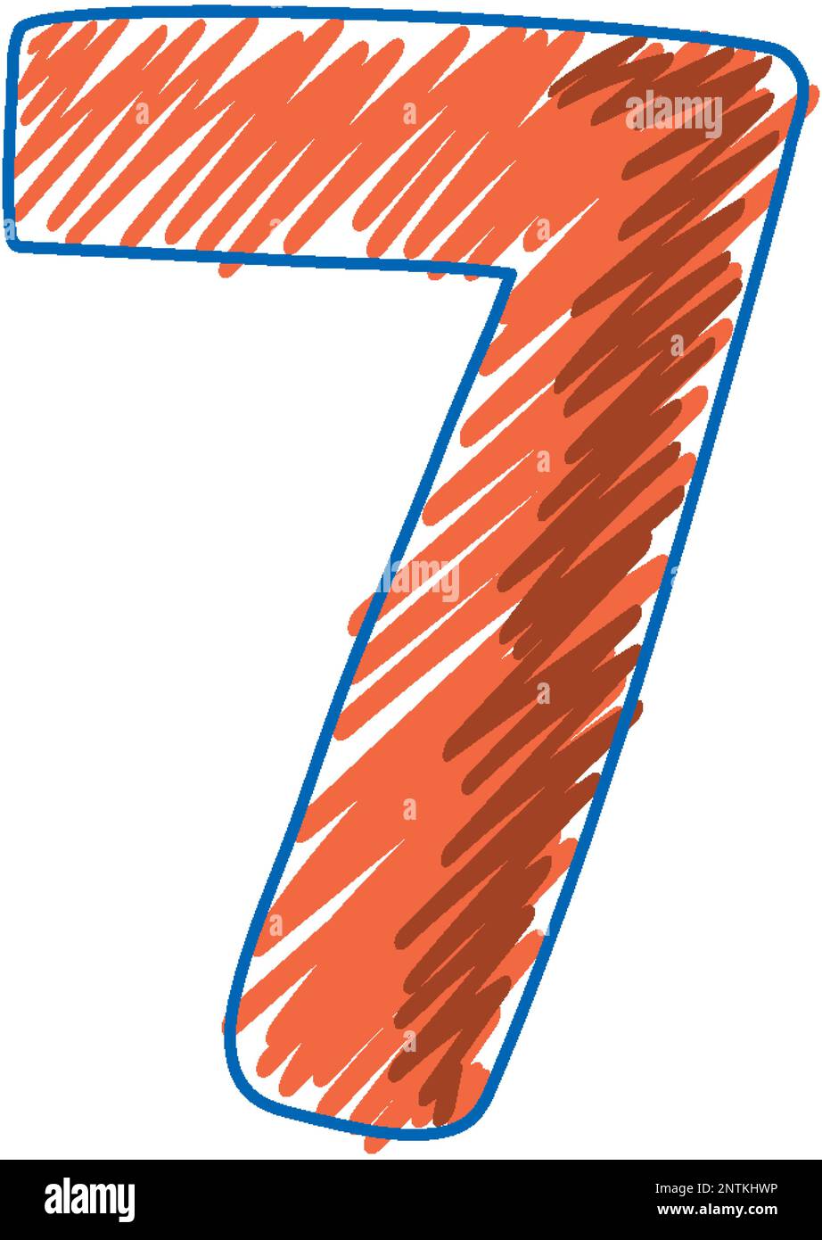 Number seven in pencil colour sketch simple style illustration Stock ...