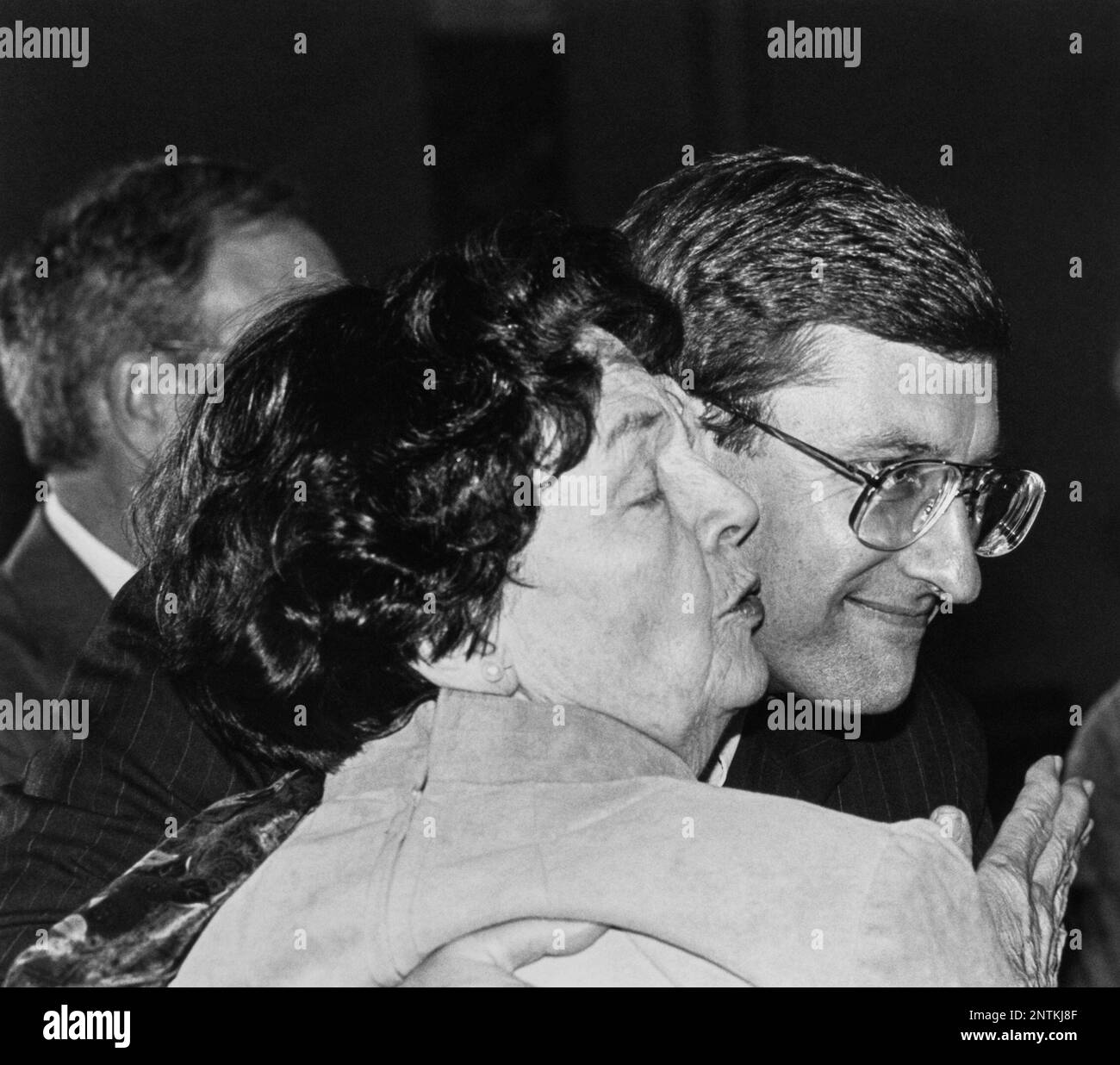 Sen. Jocelyn Burdick, D-N.D., kisses Sen. Kent Conrad, D-N.D., after ...