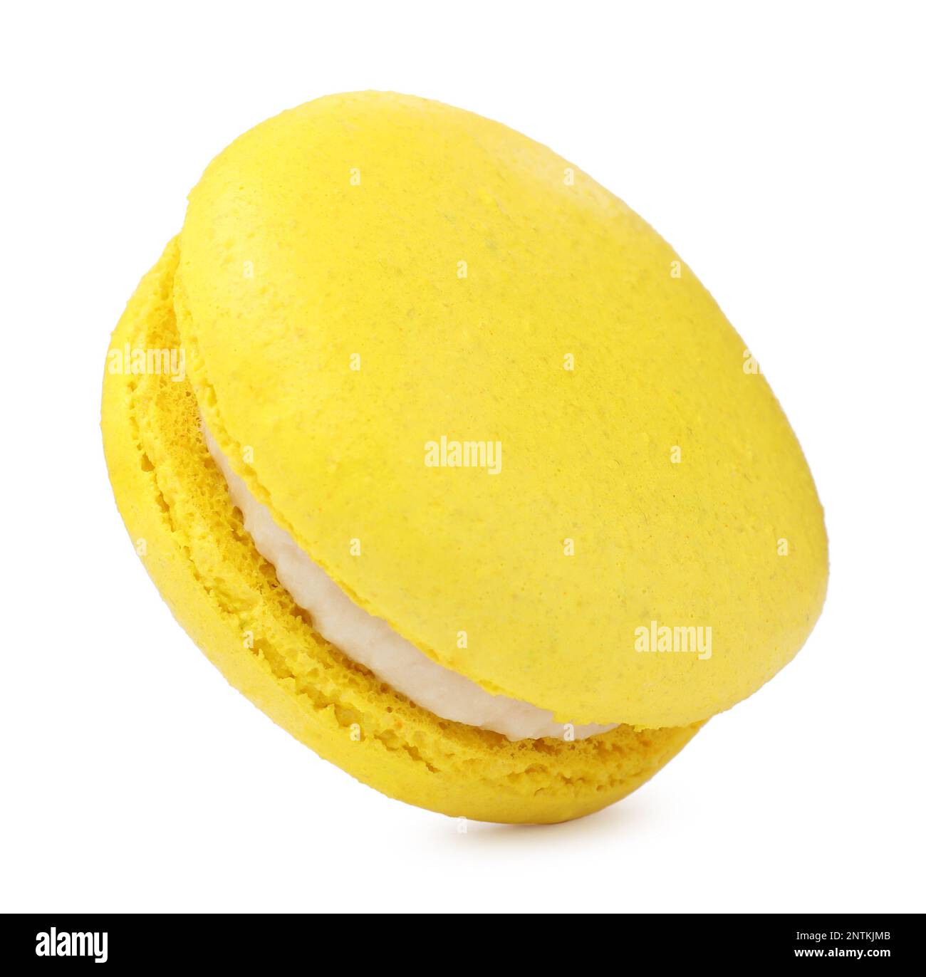 Yellow macaron isolated on white. Delicious dessert Stock Photo - Alamy