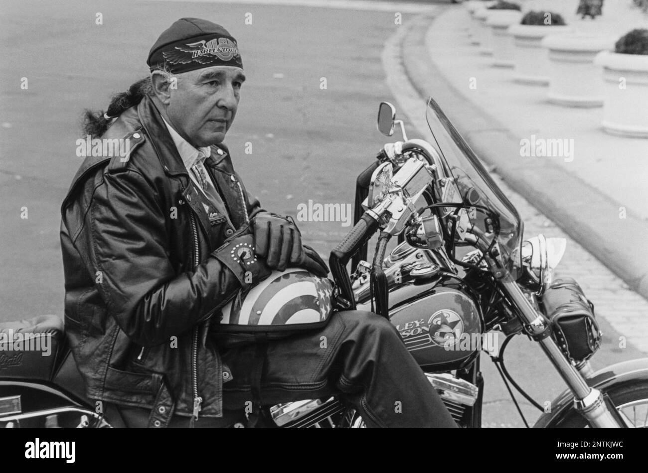 Sen. Ben Nighthorse Campbell, D-Colo., poses on his Harley Davidson at ...