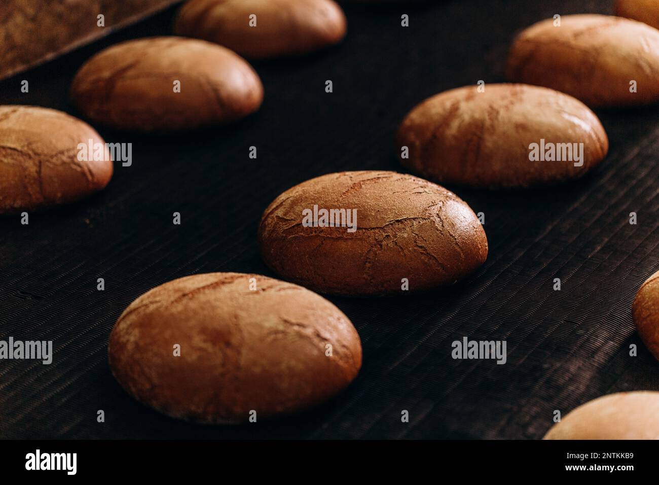 industrial production of bakery products on an assembly line ...