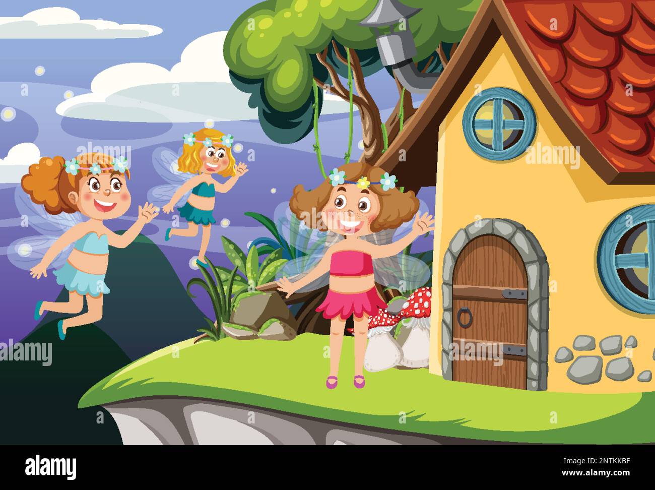 Fairies in fairy tales forest illustration Stock Vector Image & Art - Alamy