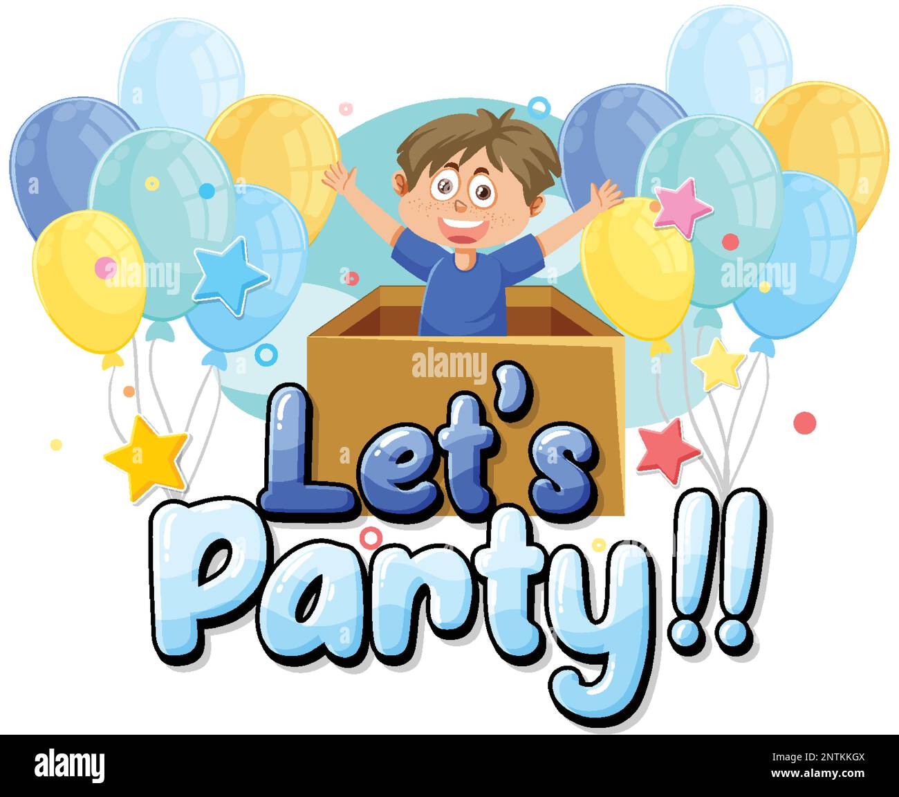 Lets party message for banner or poster design illustration Stock ...