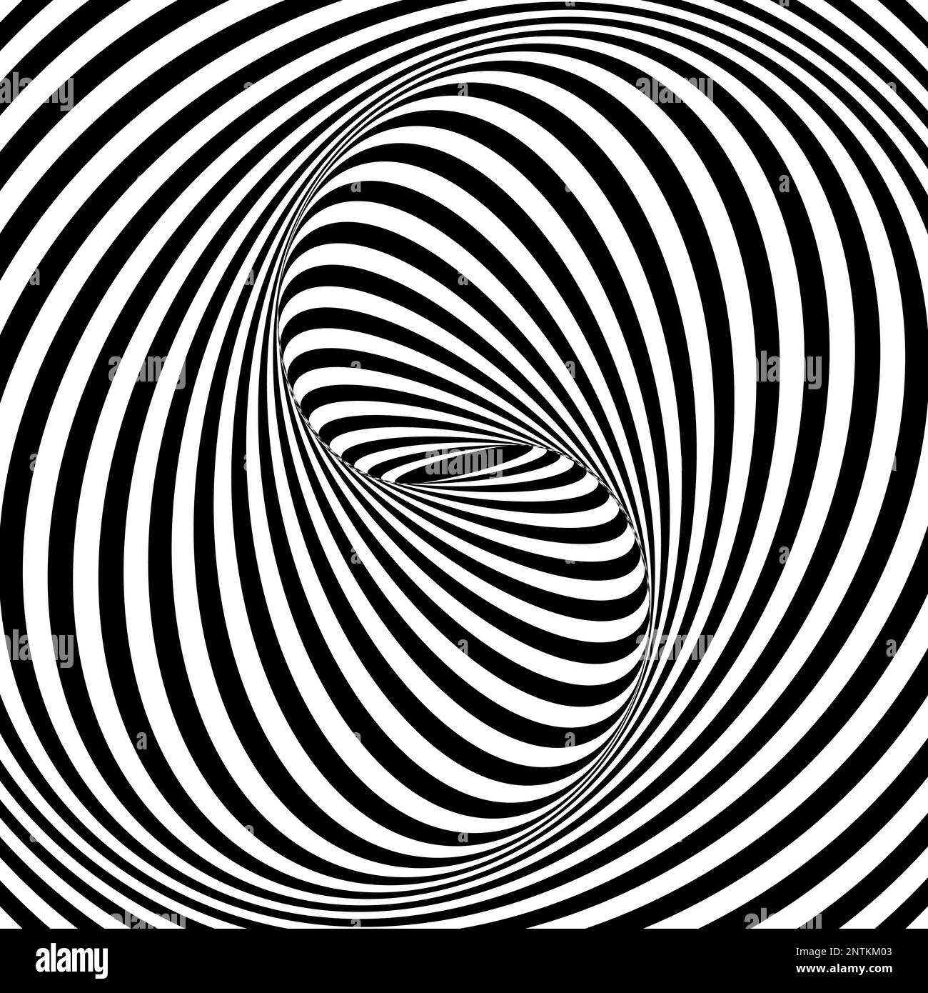 Spiral optical illusion. Black and white vortex lines. Striped twisty ...