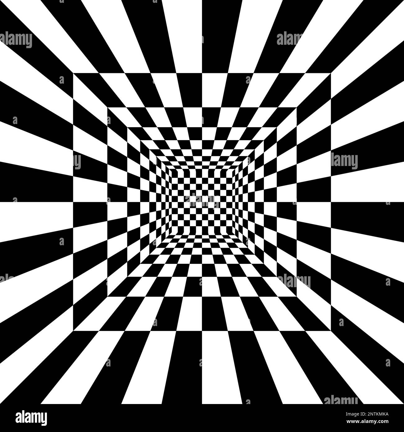 Square room with checkered surface. Hall, studio or portal interior ...