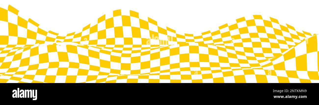 Waved checkered pattern background. Warped texture with orange and ...