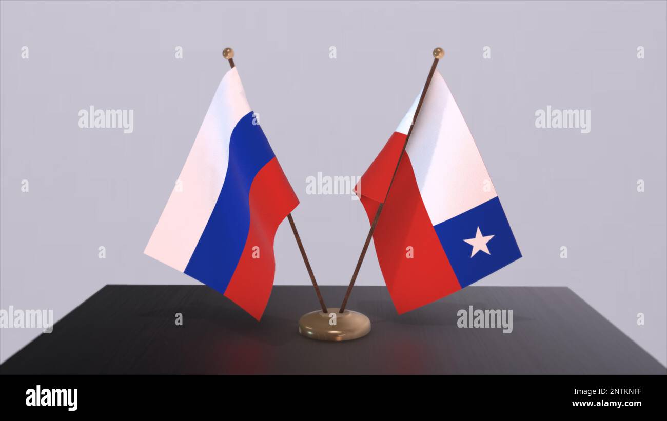 Chile and Russia national flag, business meeting or diplomacy deal ...