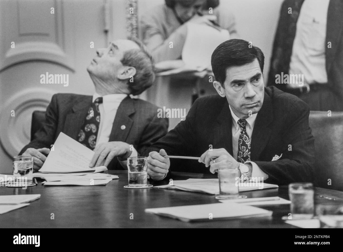 Sen. Harlan Mathews, D-Tenn., and Sen. Chuck Robb, D-Va., at Senate ...