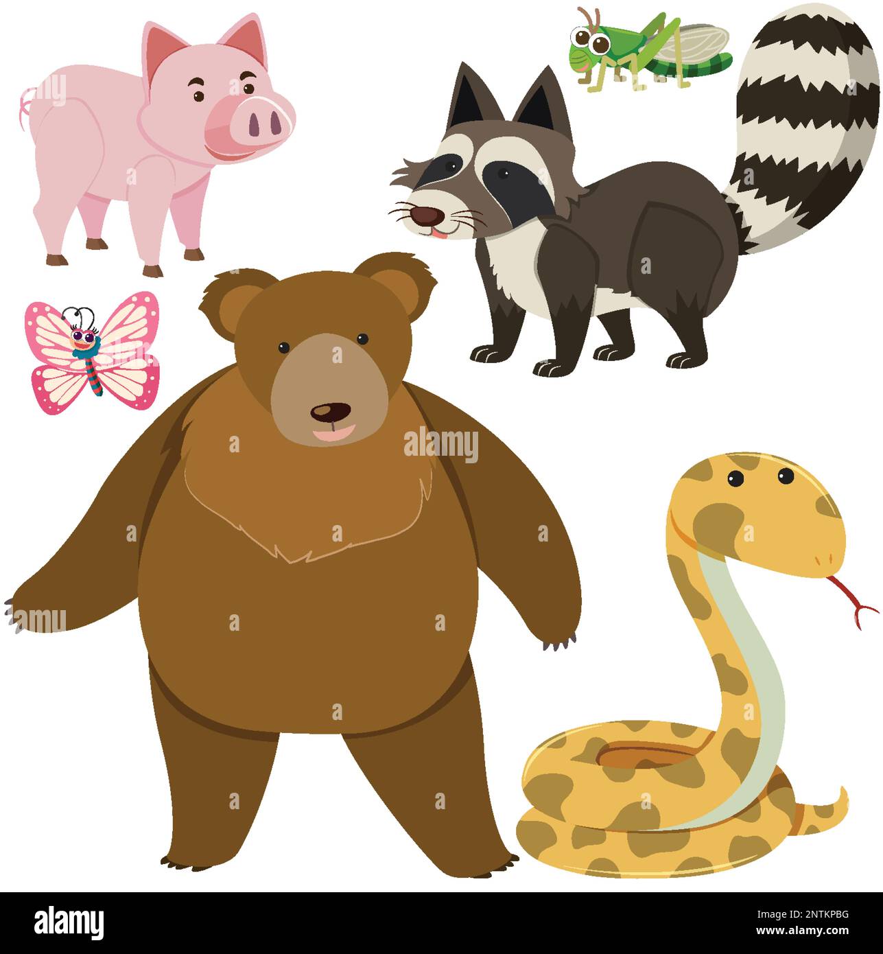 Set of animals cartoon simple style illustration Stock Vector Image ...