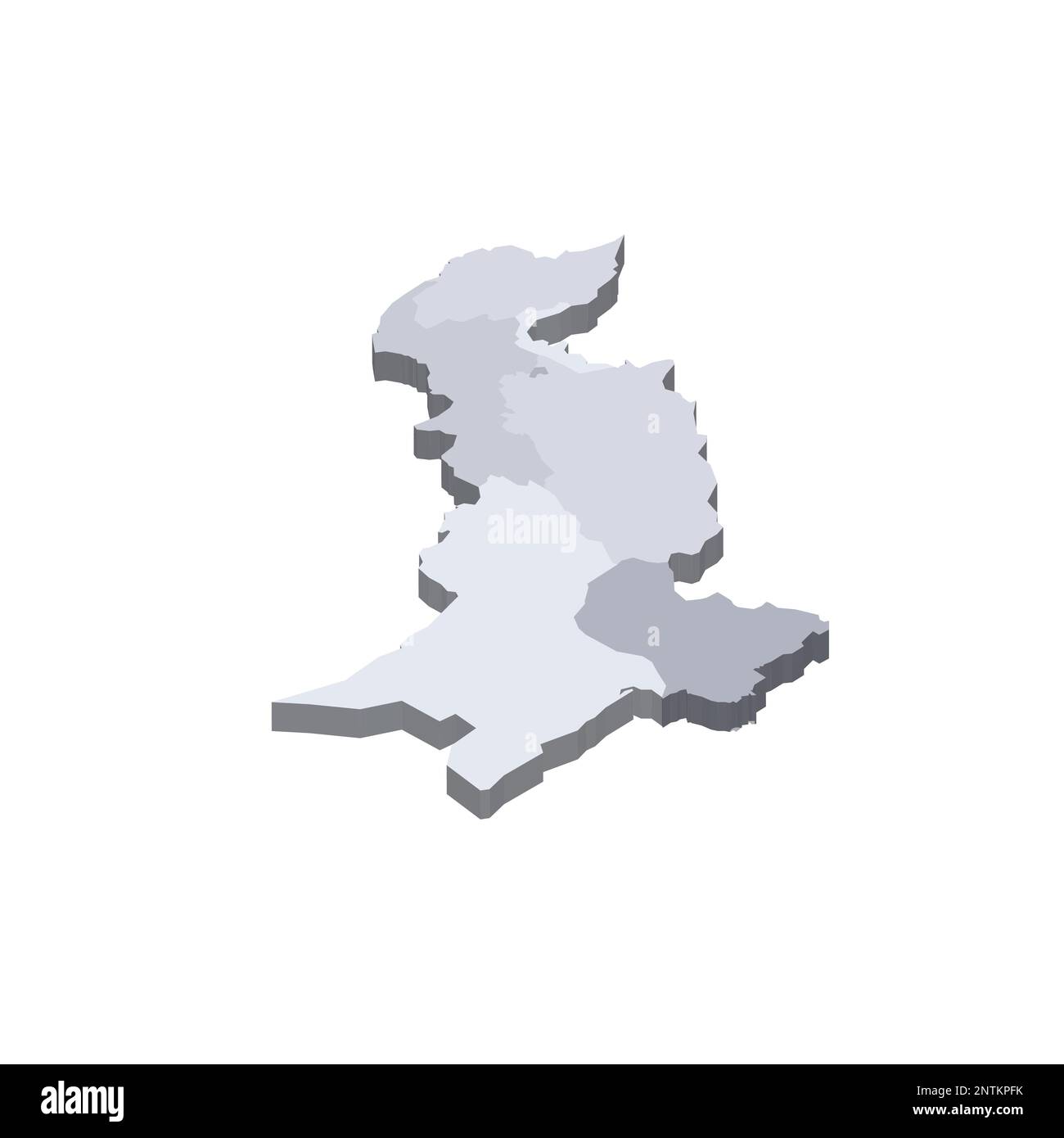 Pakistan political map of administrative divisions - provinces and autonomous territories. 3D ...