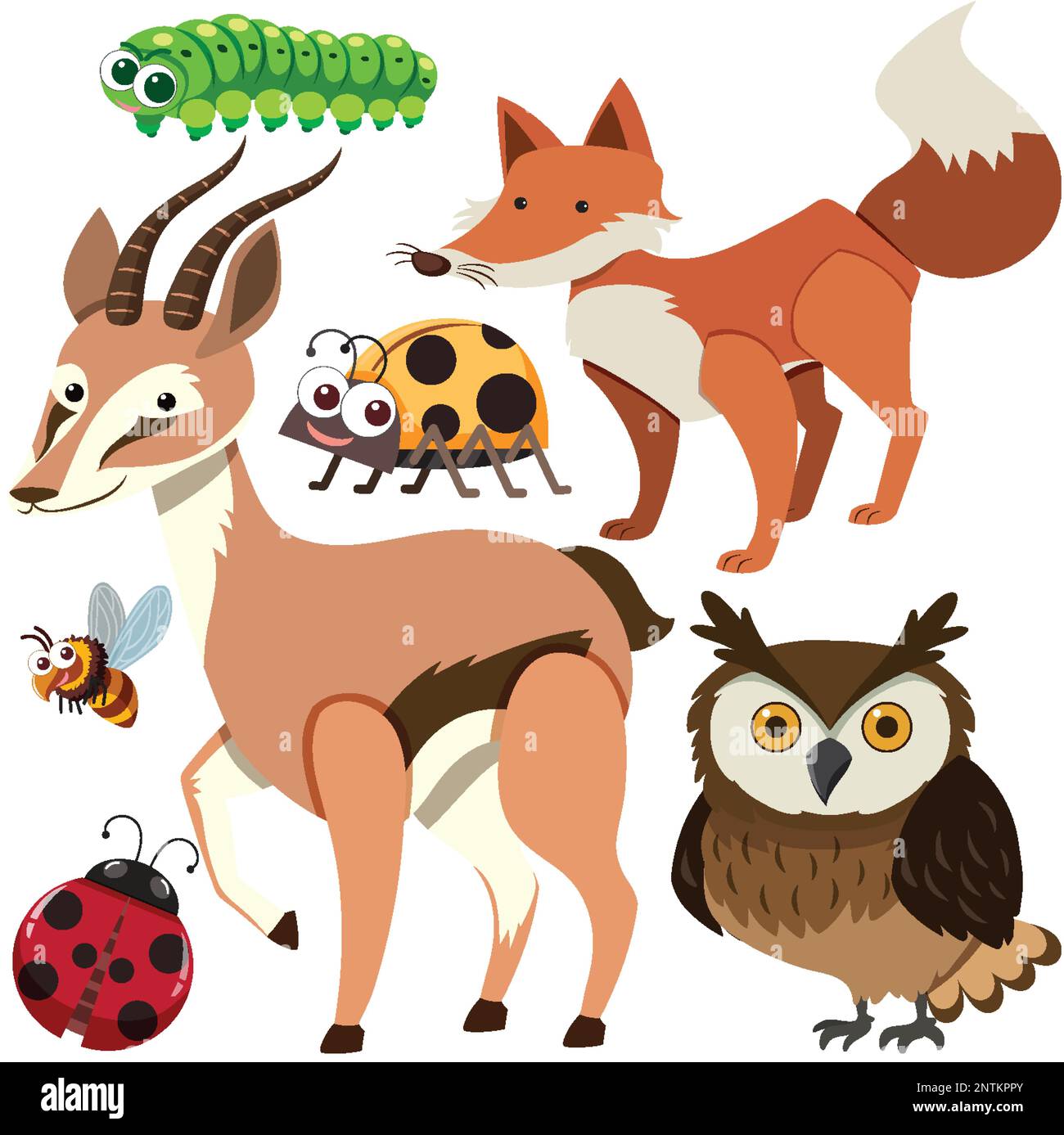 Set of animals cartoon simple style illustration Stock Vector Image ...