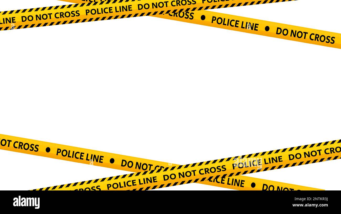 Police line do not cross tapes. Crossed yellow and black caution ...