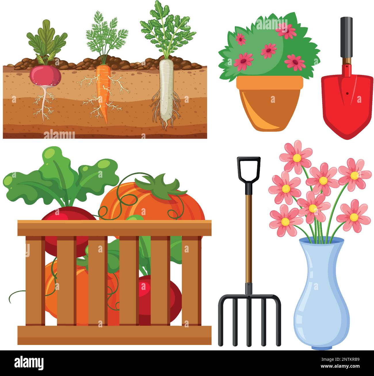 Set of plant and gardening tools and equipment illustration Stock ...