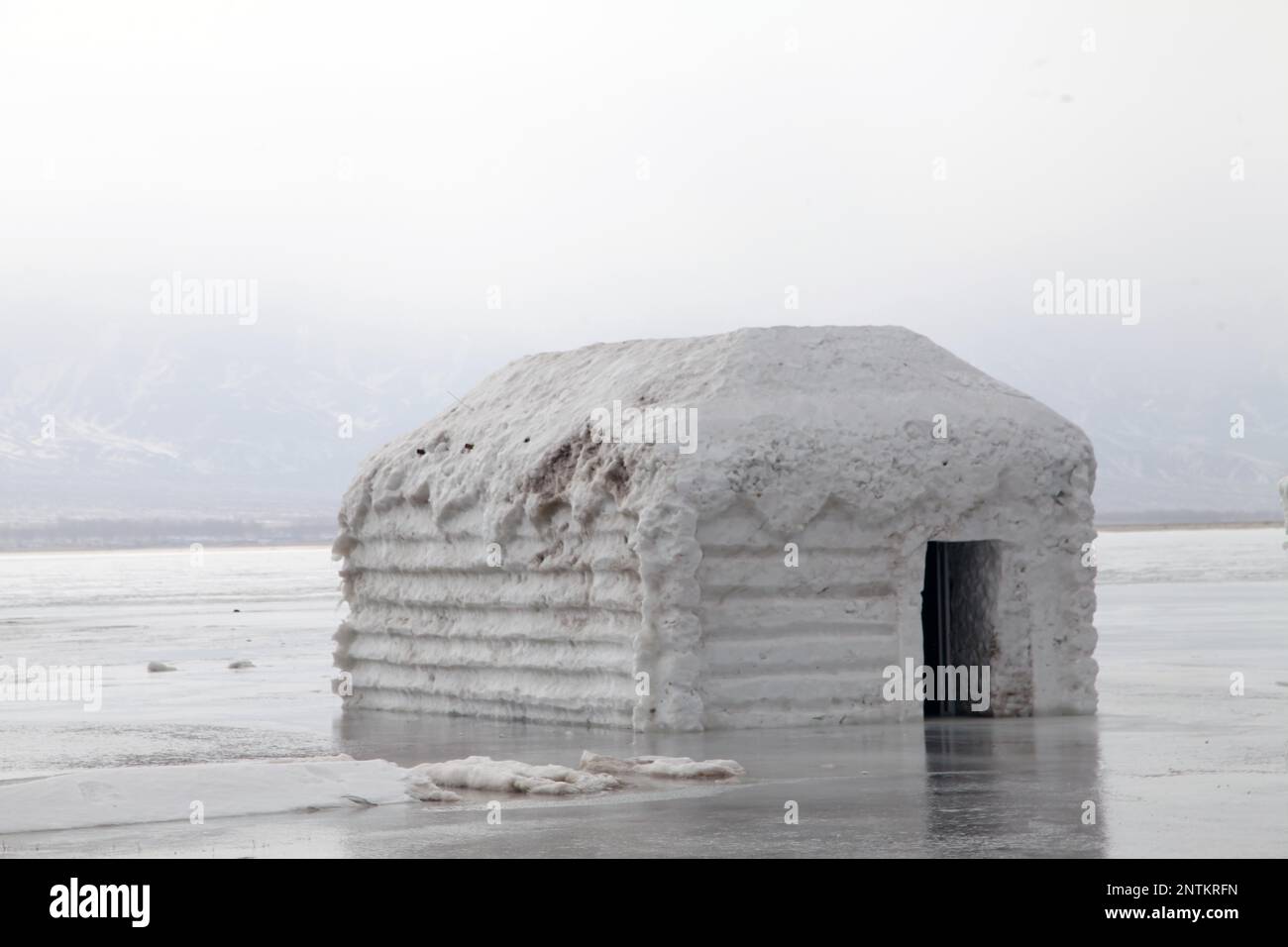 Snow houses melt and sink into water in the Gaojia Lake scenic spot in ...