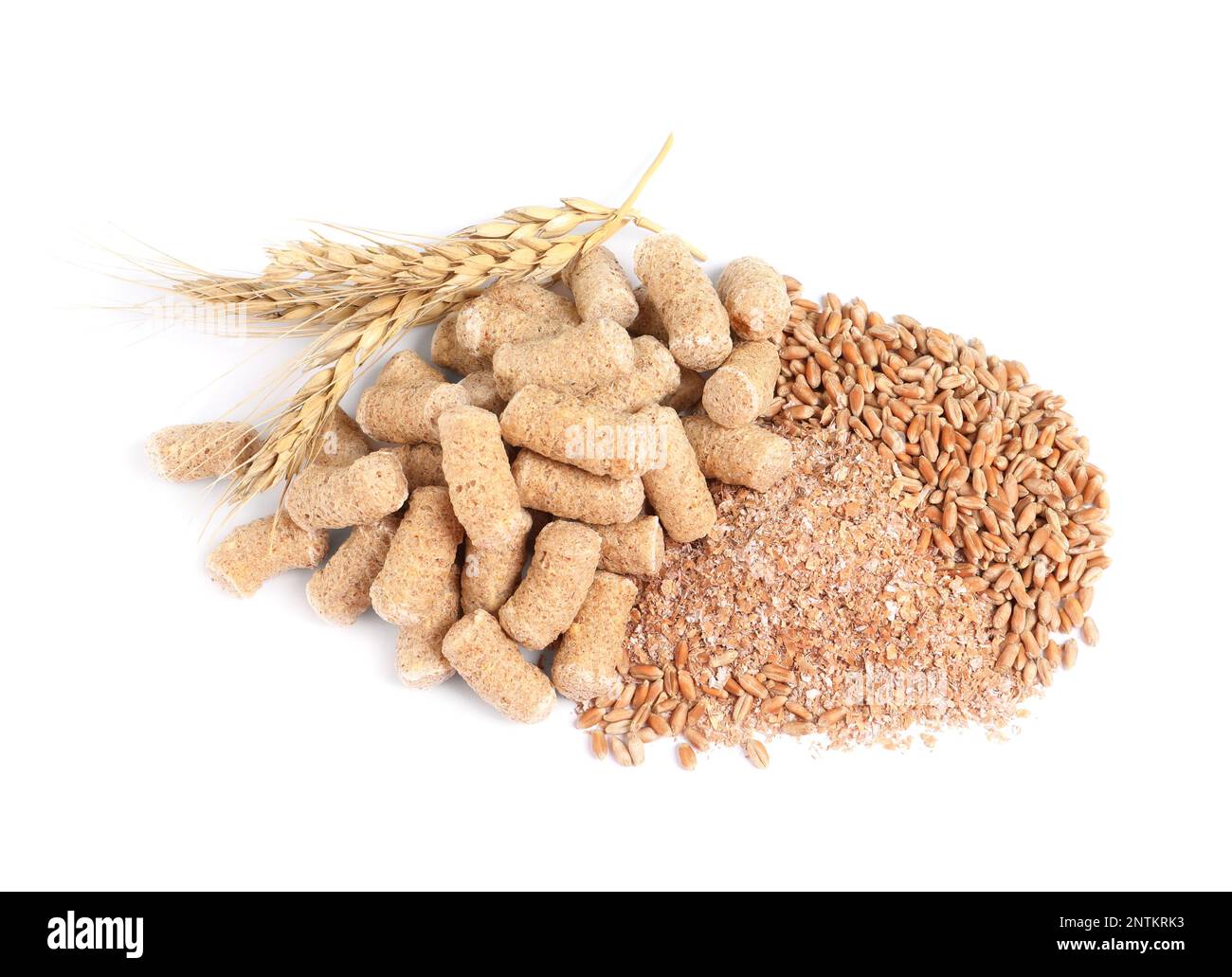 Different types of wheat bran on white background Stock Photo - Alamy