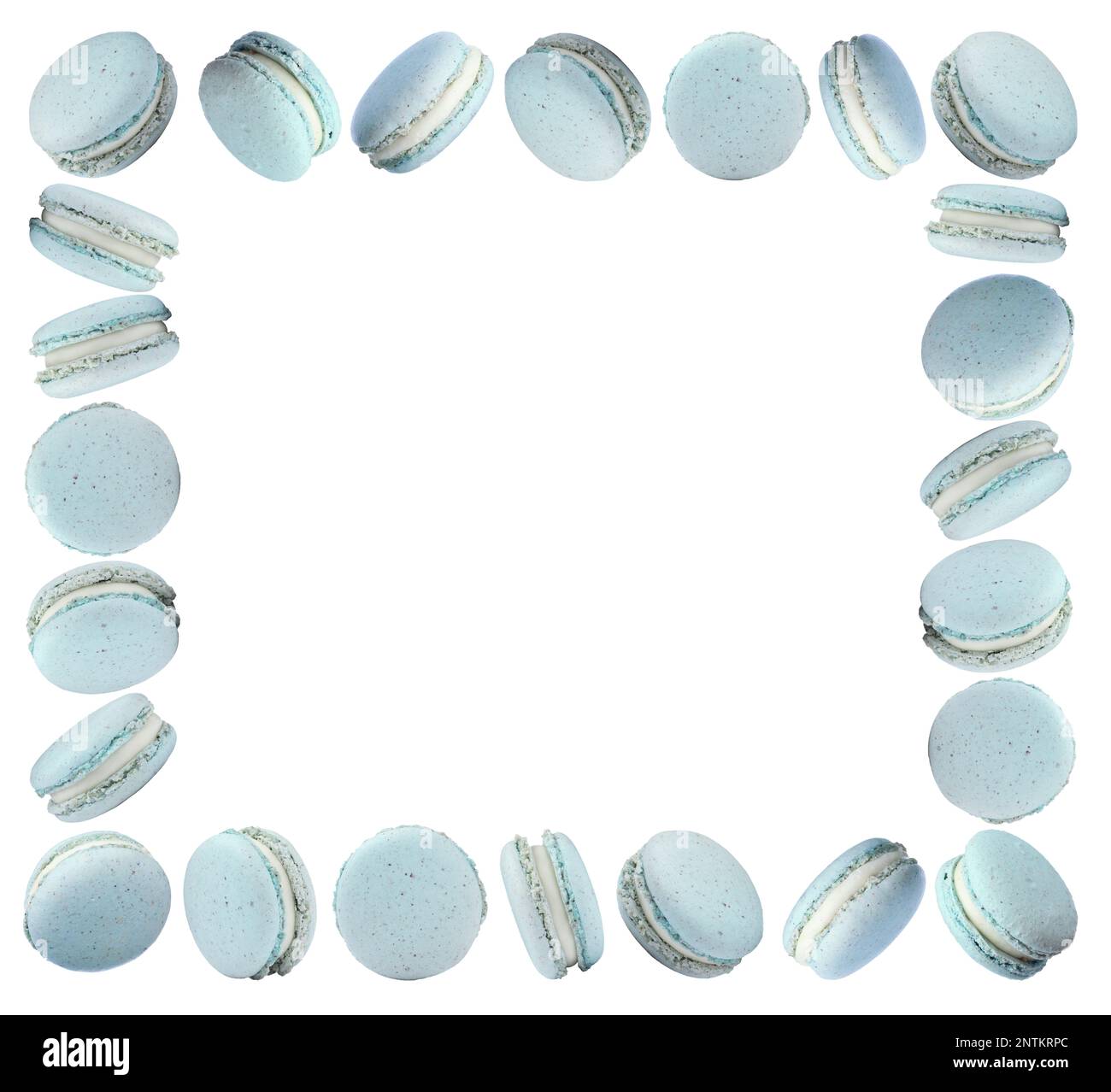 Frame made of delicious macarons on white background Stock Photo - Alamy