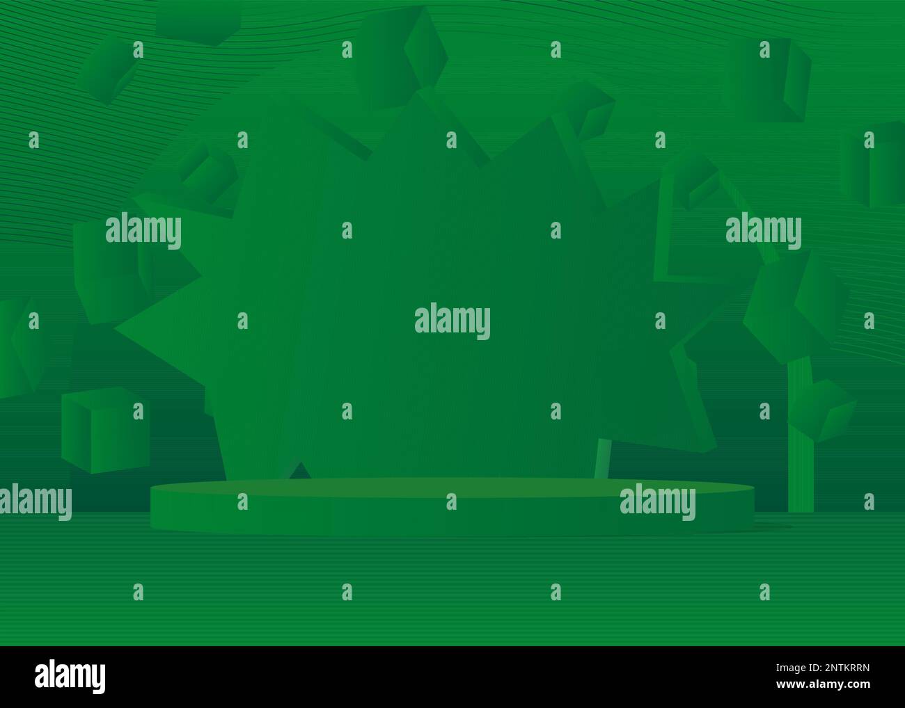 Green sci-fi stage showcase. Abstract Futuristic vector 3D room ...