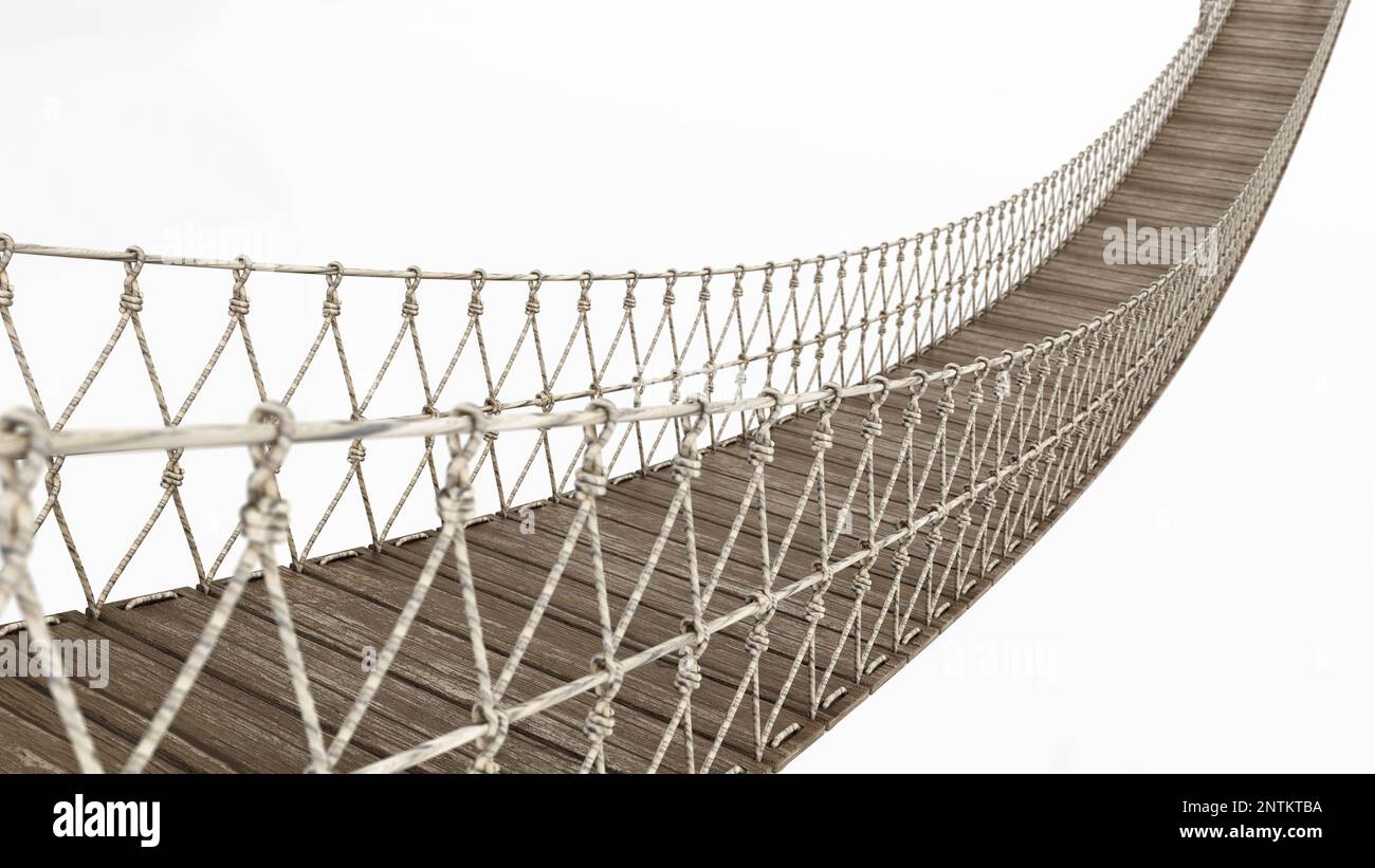 Rope bridge isolated on white background. 3D illustration Stock Photo ...