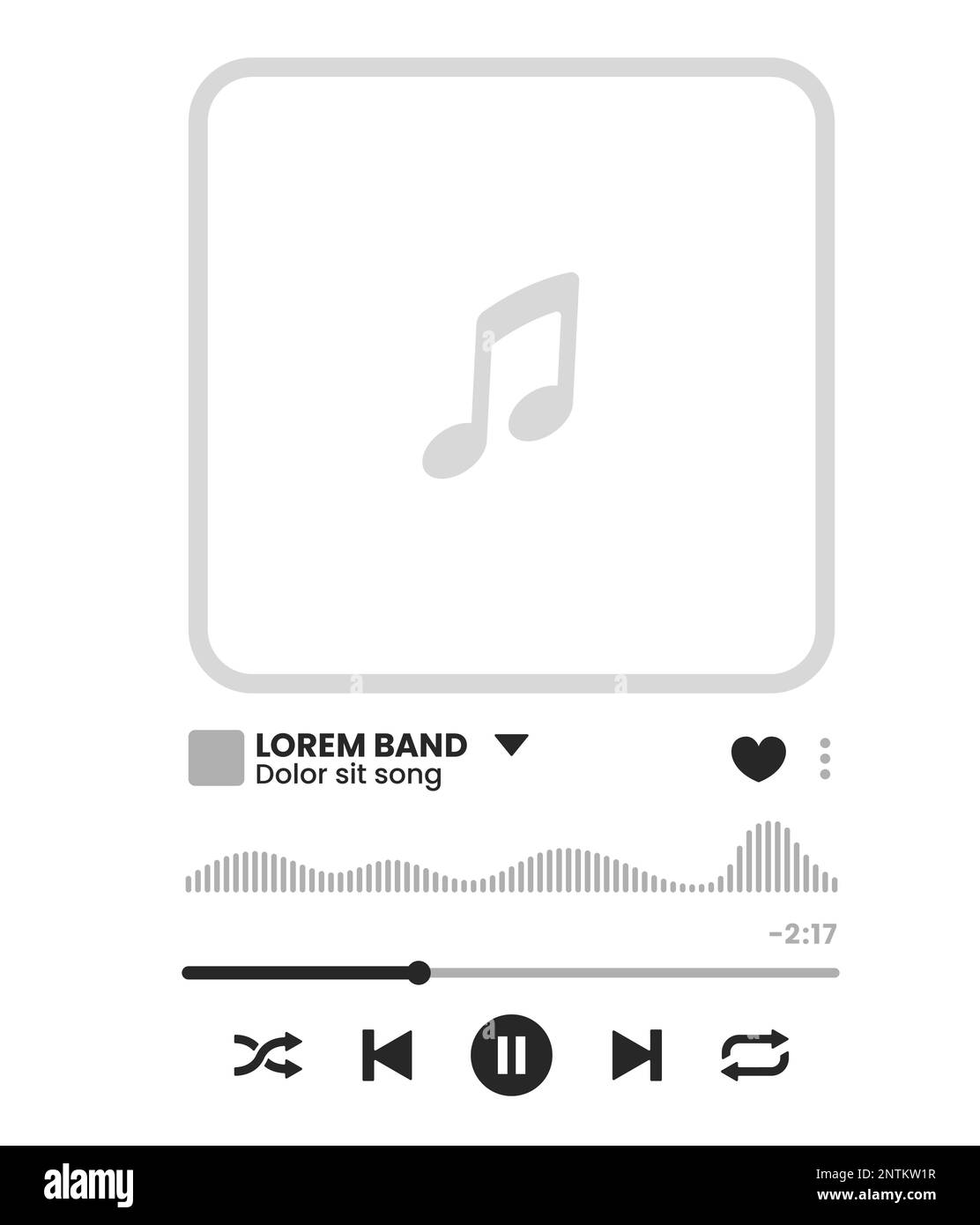 Music player interface. Smartphone media play app minimalistic UI ...