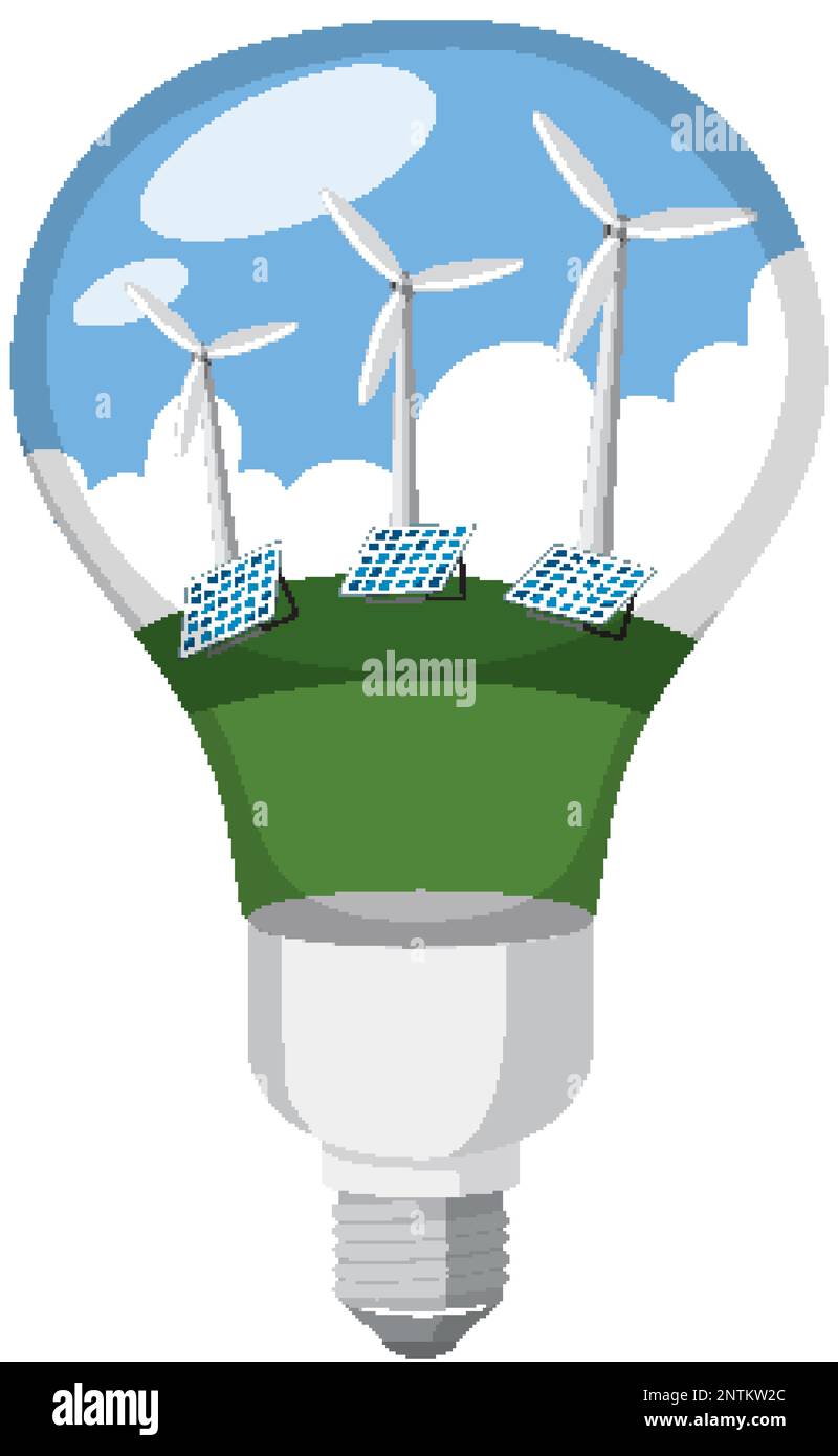 Light bulb with wind turbine illustration Stock Vector Image & Art - Alamy