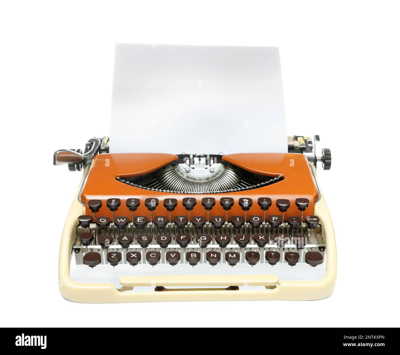 Vintage typewriter with sheet of paper isolated on white Stock Photo ...