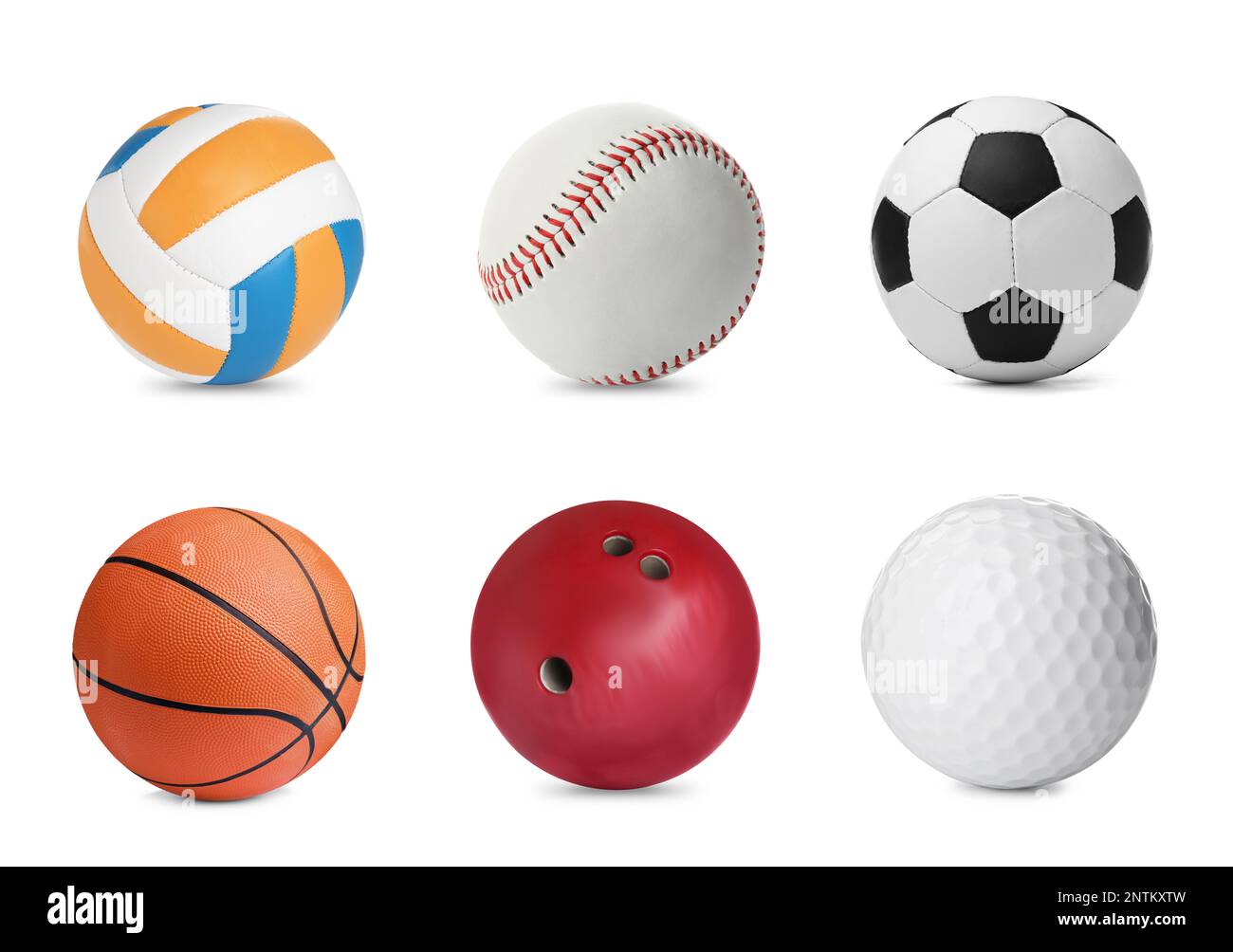 Set with different balls on white background. Sports equipment Stock ...