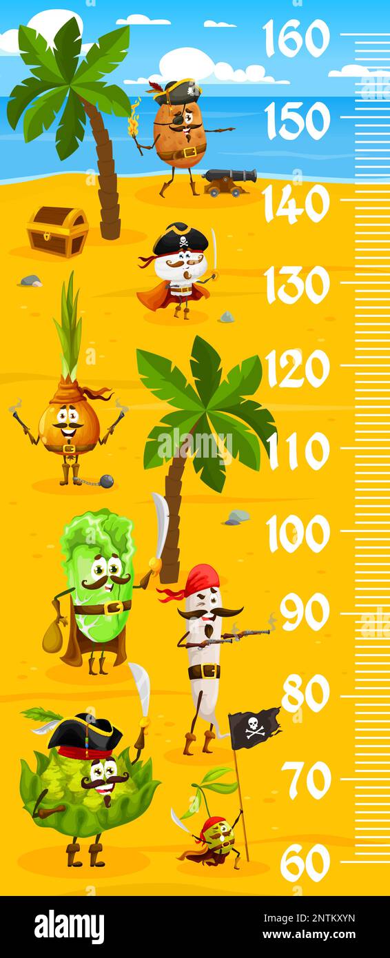 Kids height chart ruler cartoon vegetable pirates and corsairs ...