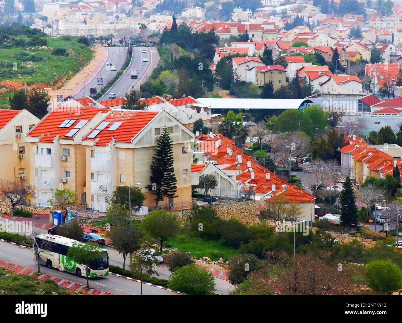 Houses in Ariel, Israeli settlement, are pictured on March 25, 2019 in ...