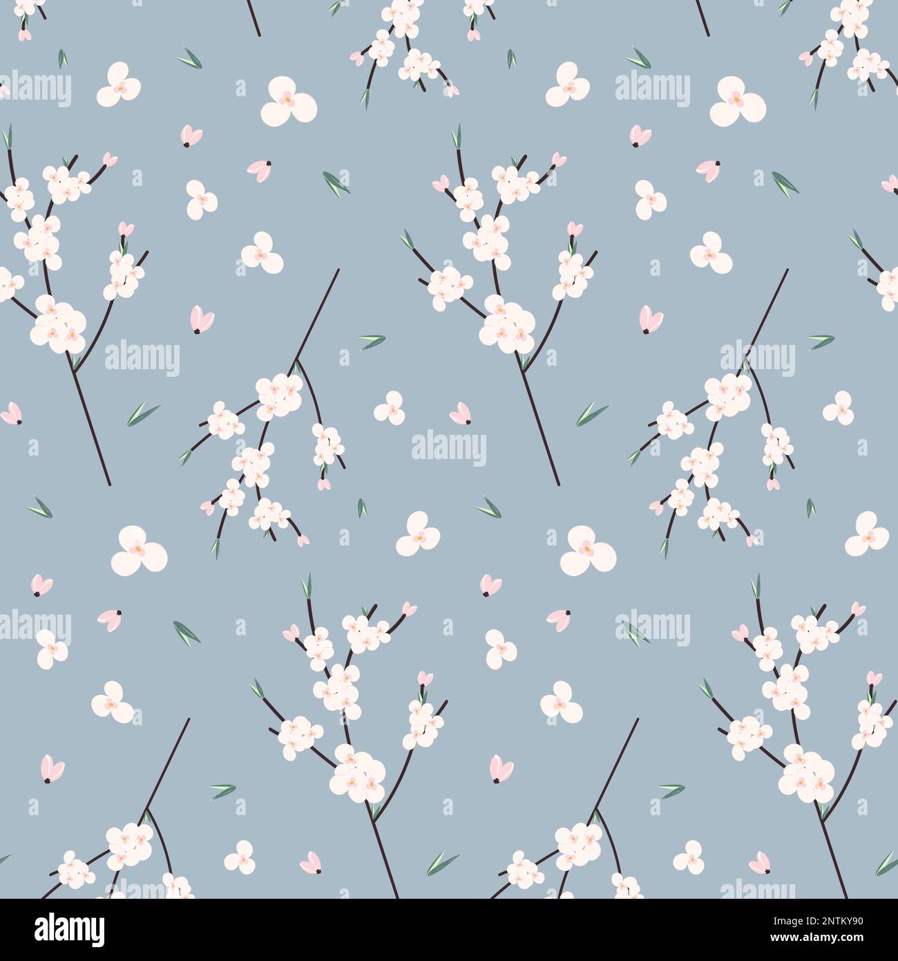 Seamless colorful pattern of abstract blossoming branch of cherry tree ...