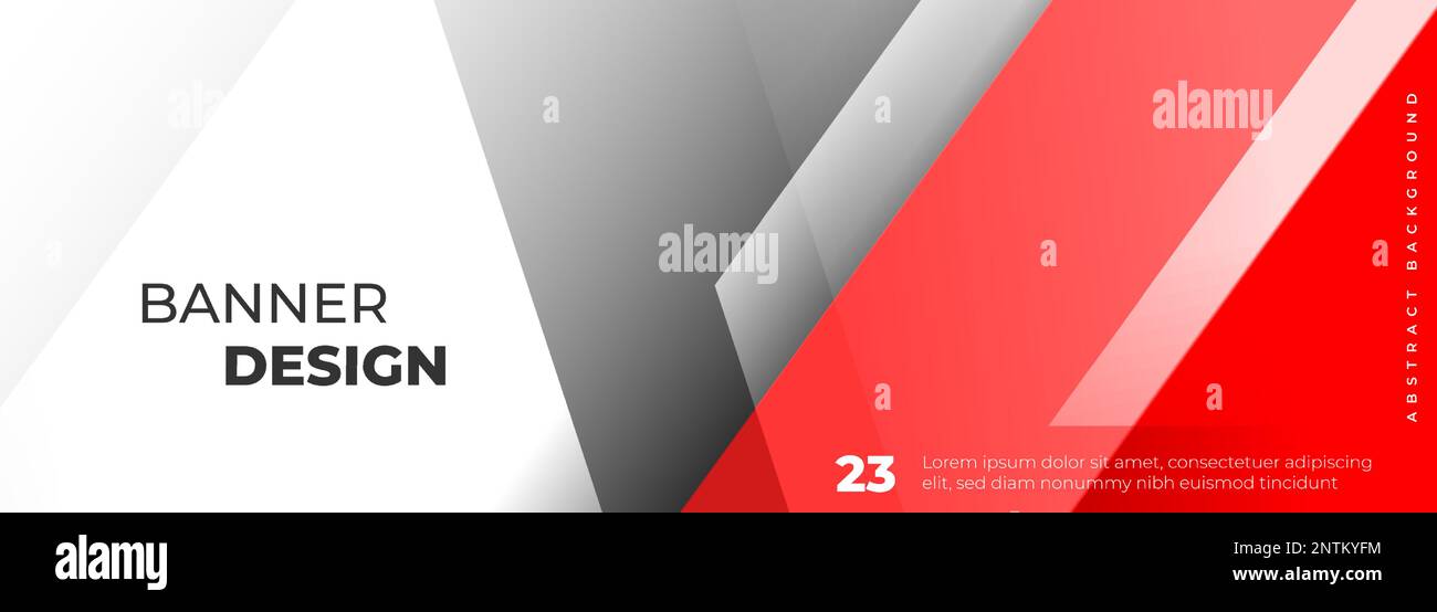 White and red modern abstract banner. White and red wide abstract ...