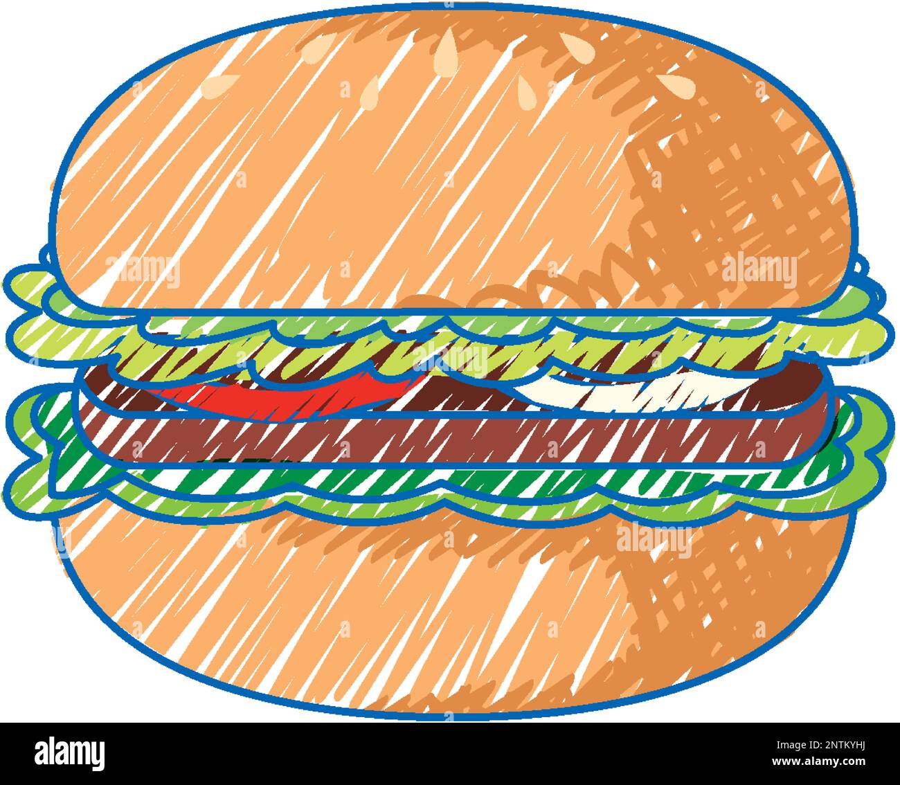 Hamburger in pencil colour sketch simple style illustration Stock ...