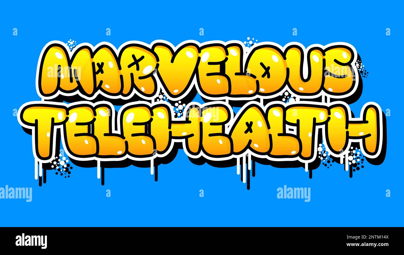 Marvelous Telehealth. Graffiti tag. Abstract modern street art ...
