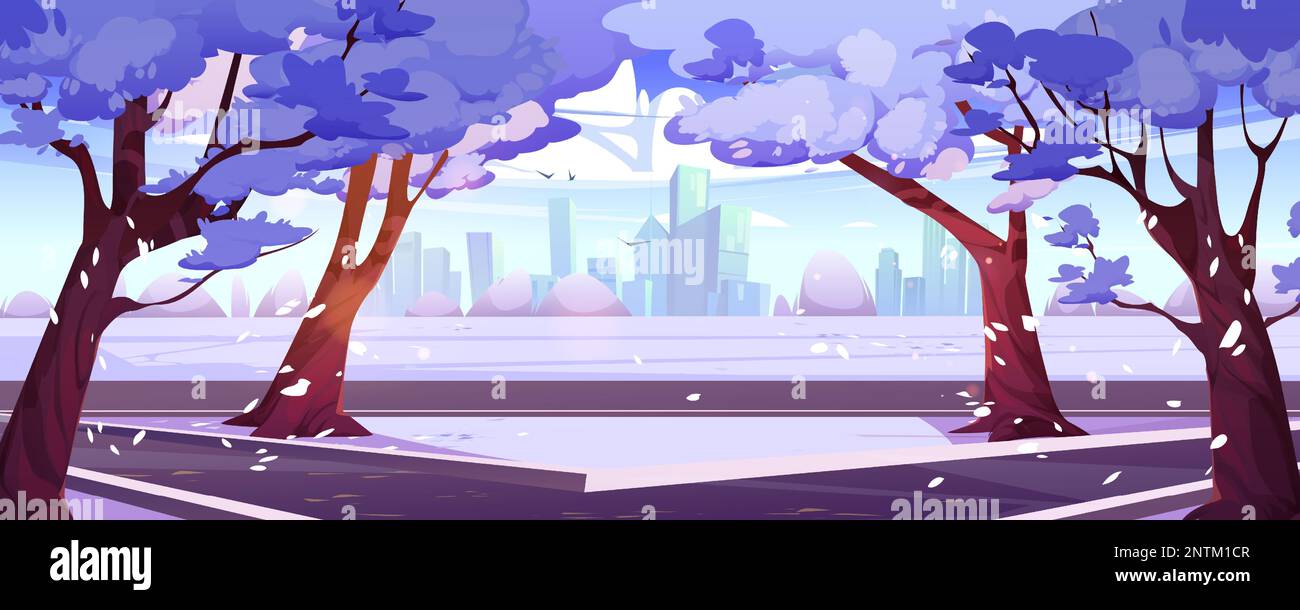 Winter snow city park landscape background. Cartoon vector skyline ...