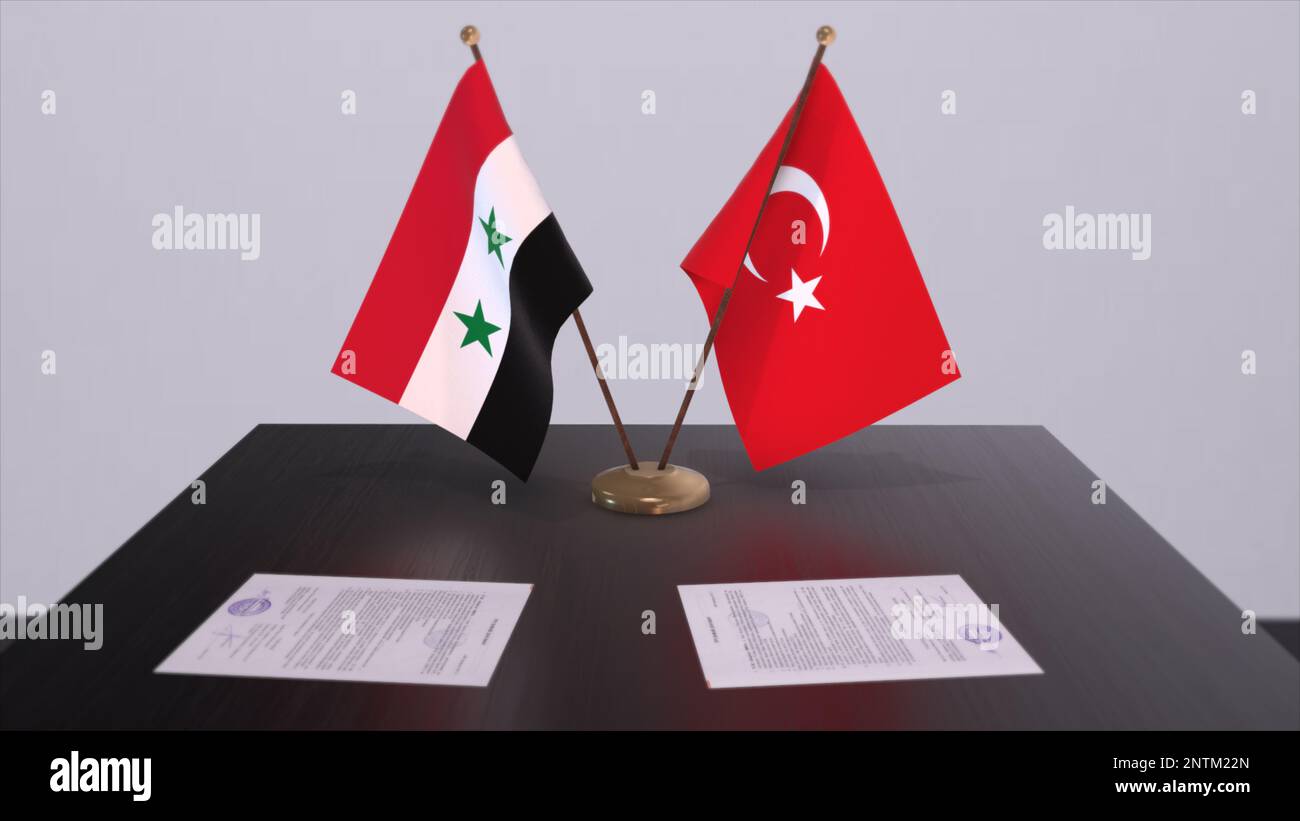 Syria turkey table flags hi-res stock photography and images - Alamy