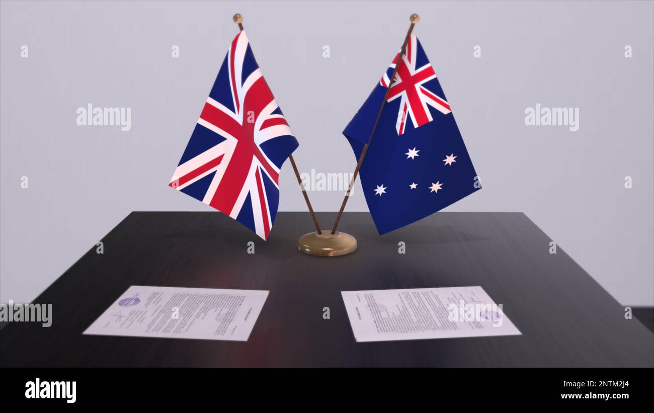 Australia and UK flag. Politics concept, partner deal beetween ...