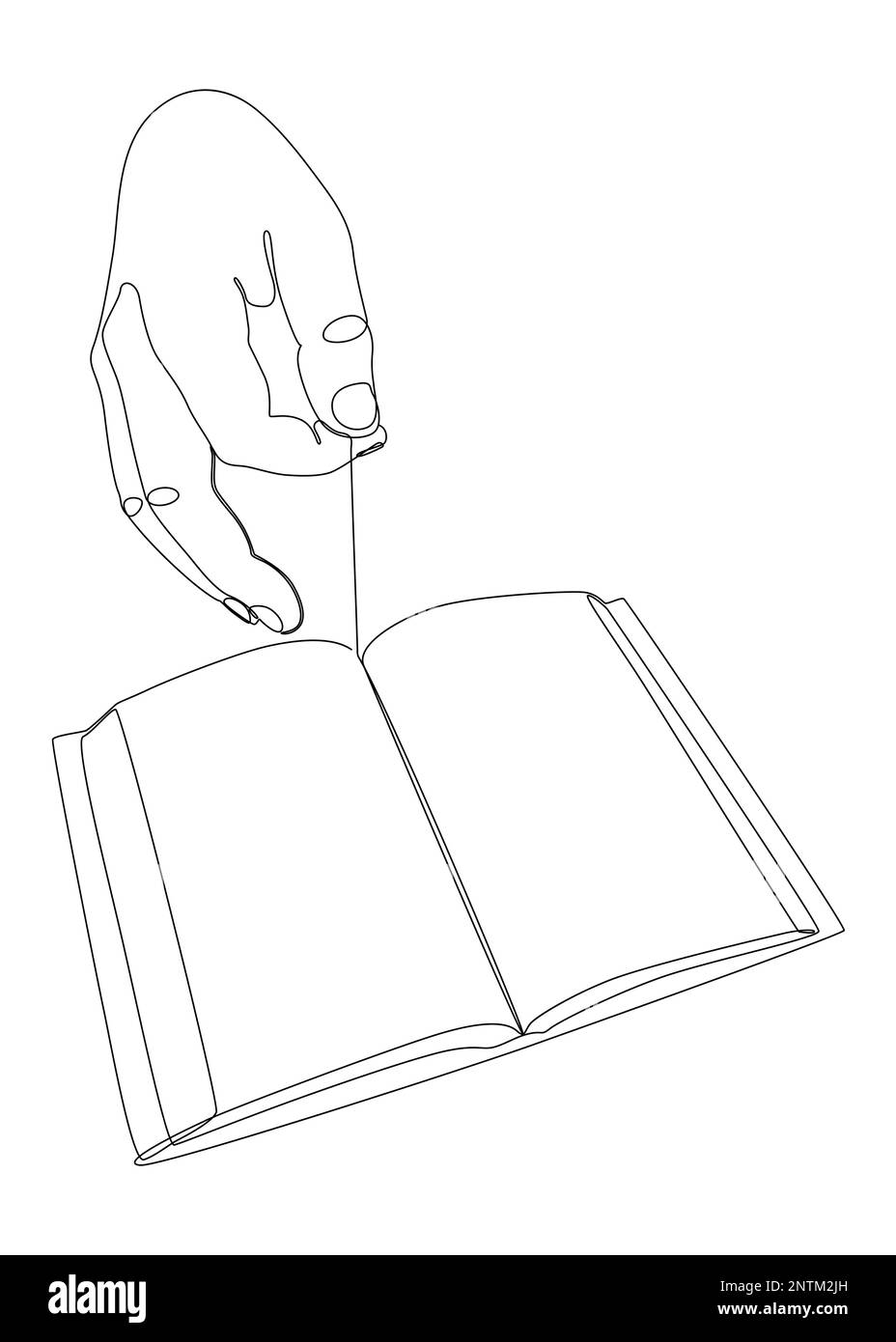 One Continuous Line Of Hand With Book Thin Line Illustration Vector Concept Contour Drawing