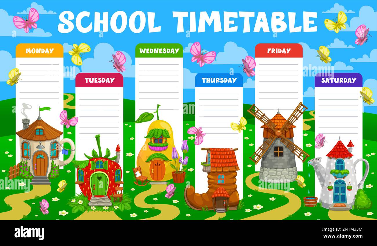 Education school timetable schedule fairytale magic houses and ...