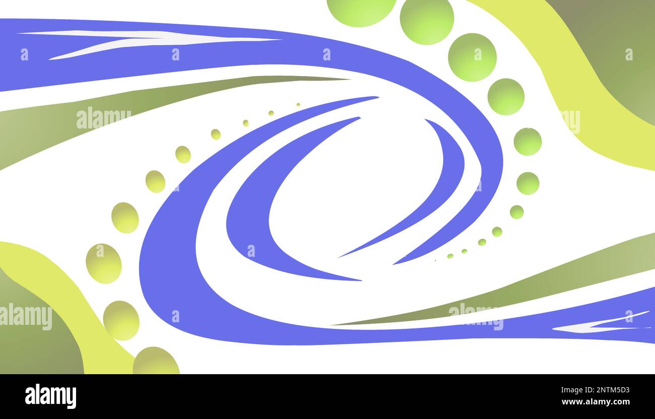 Modern Abstract background in yellow, blue spiral and yellow bubbles ...