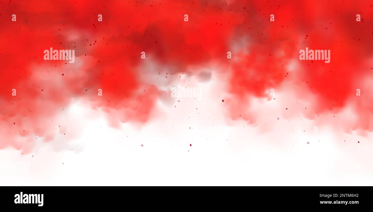 Red colorful smoke clouds isolated on white background, realistic mist ...