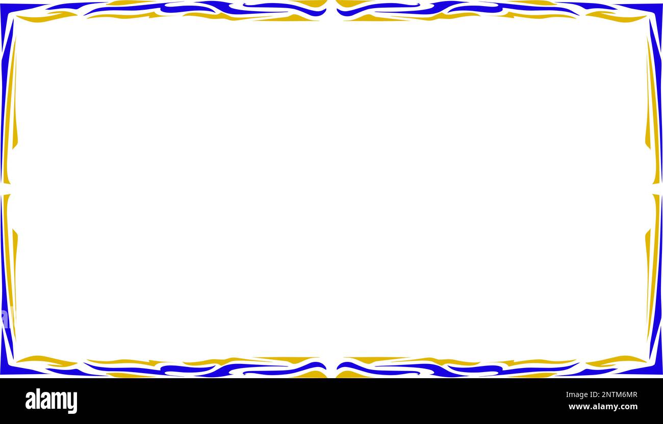 Abstract illustration background with blue and yellow pattern frame ...