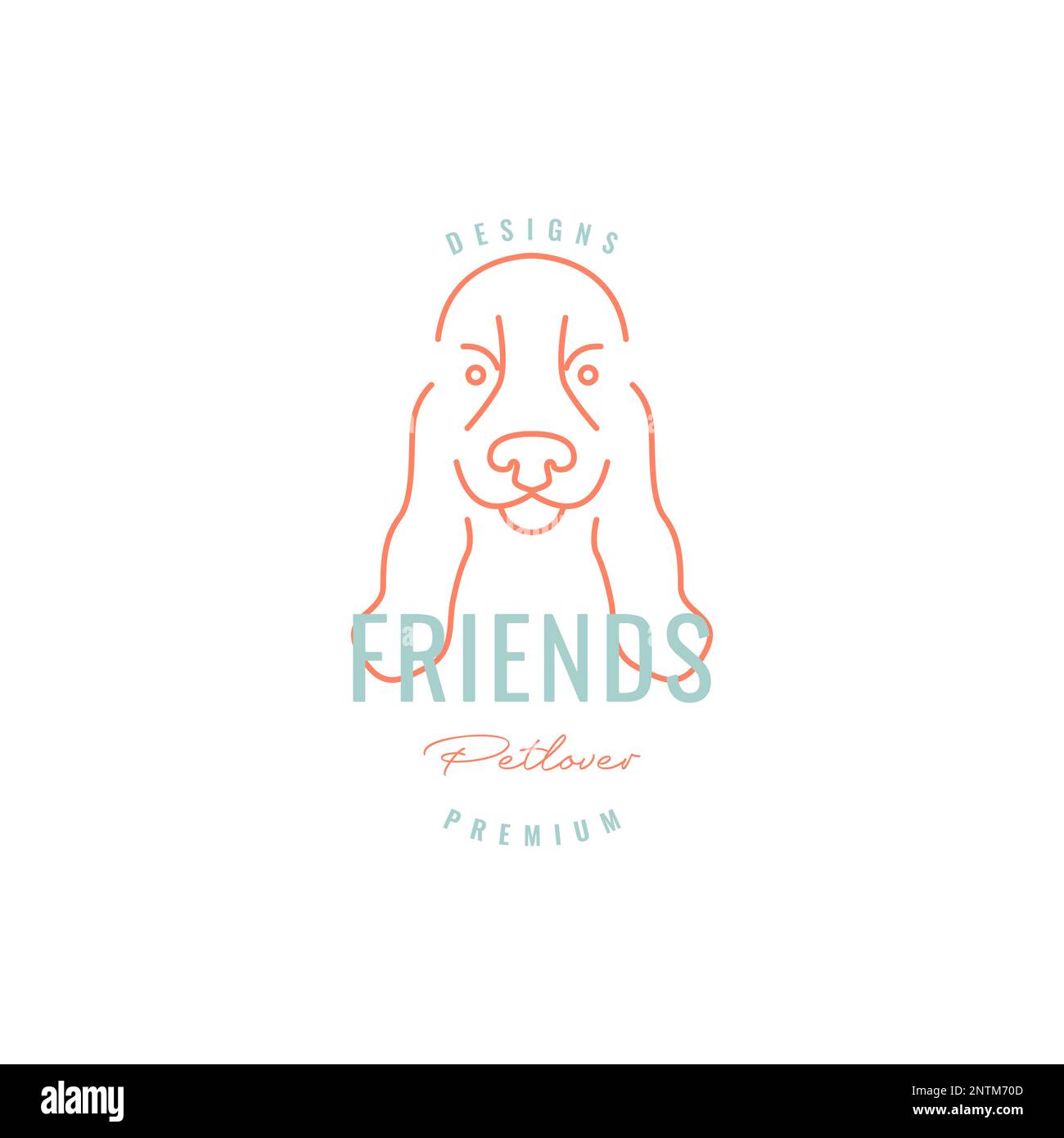 cocker spaniel face dog long ears beauty line pets hipster logo design ...