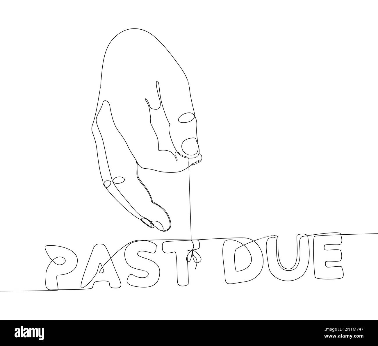 One continuous line of Past Due. Thin Line Illustration vector concept ... One continuous line of Past Due. Thin Line Illustration vector concept ...