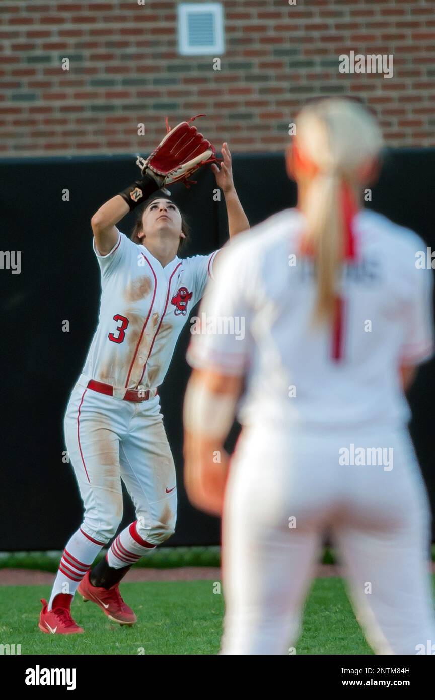 Western Kentucky center fielder Shannon Plese grabs a fly ball Wednesday, April 3, 2019, during ...