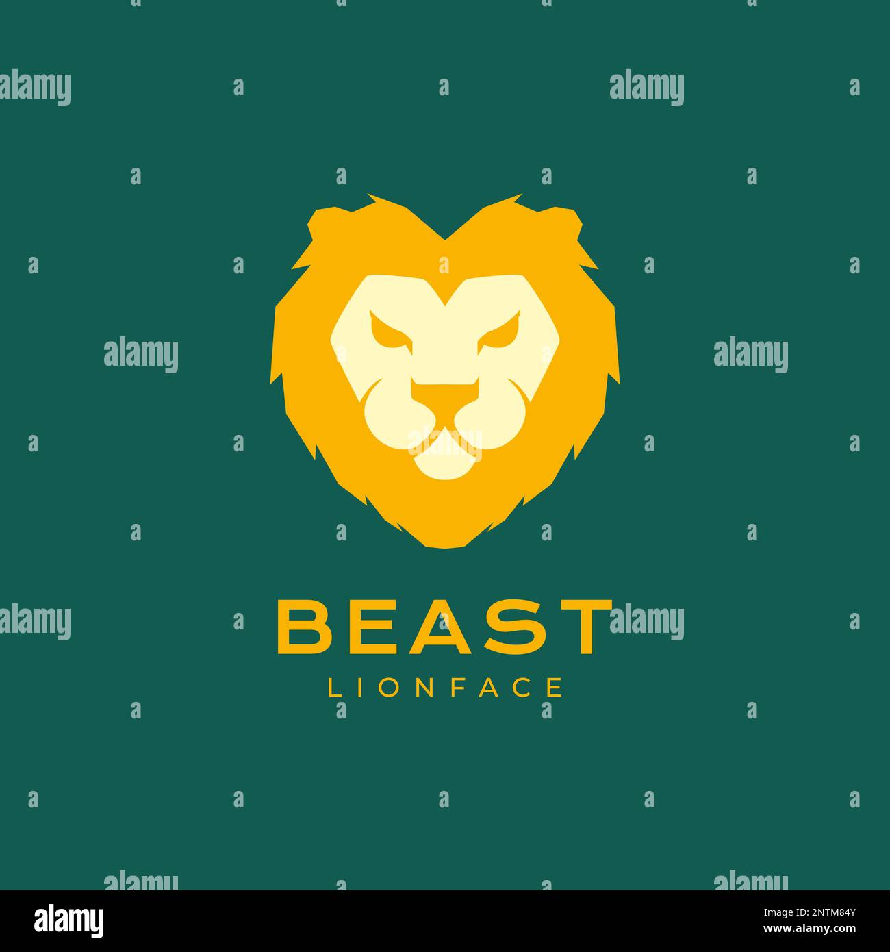 face beast savanna forest animal lion mane mascot line flat logo design ...