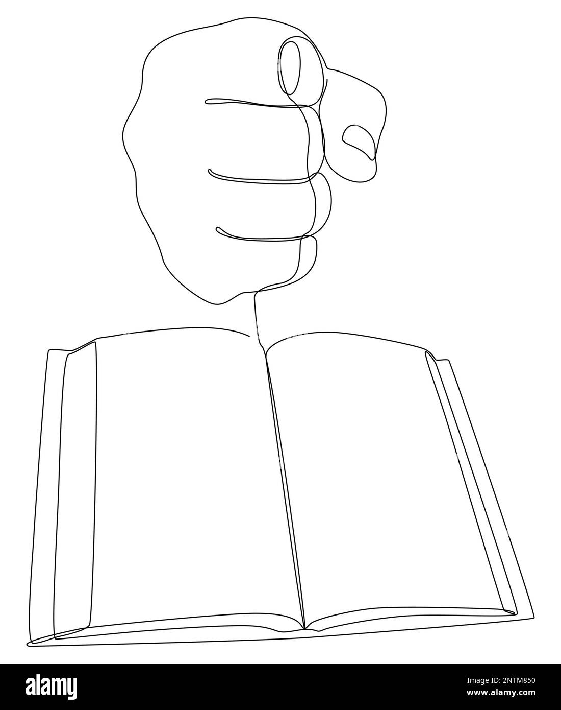 One Continuous Line Of Hand With Book Thin Line Illustration Vector Concept Contour Drawing