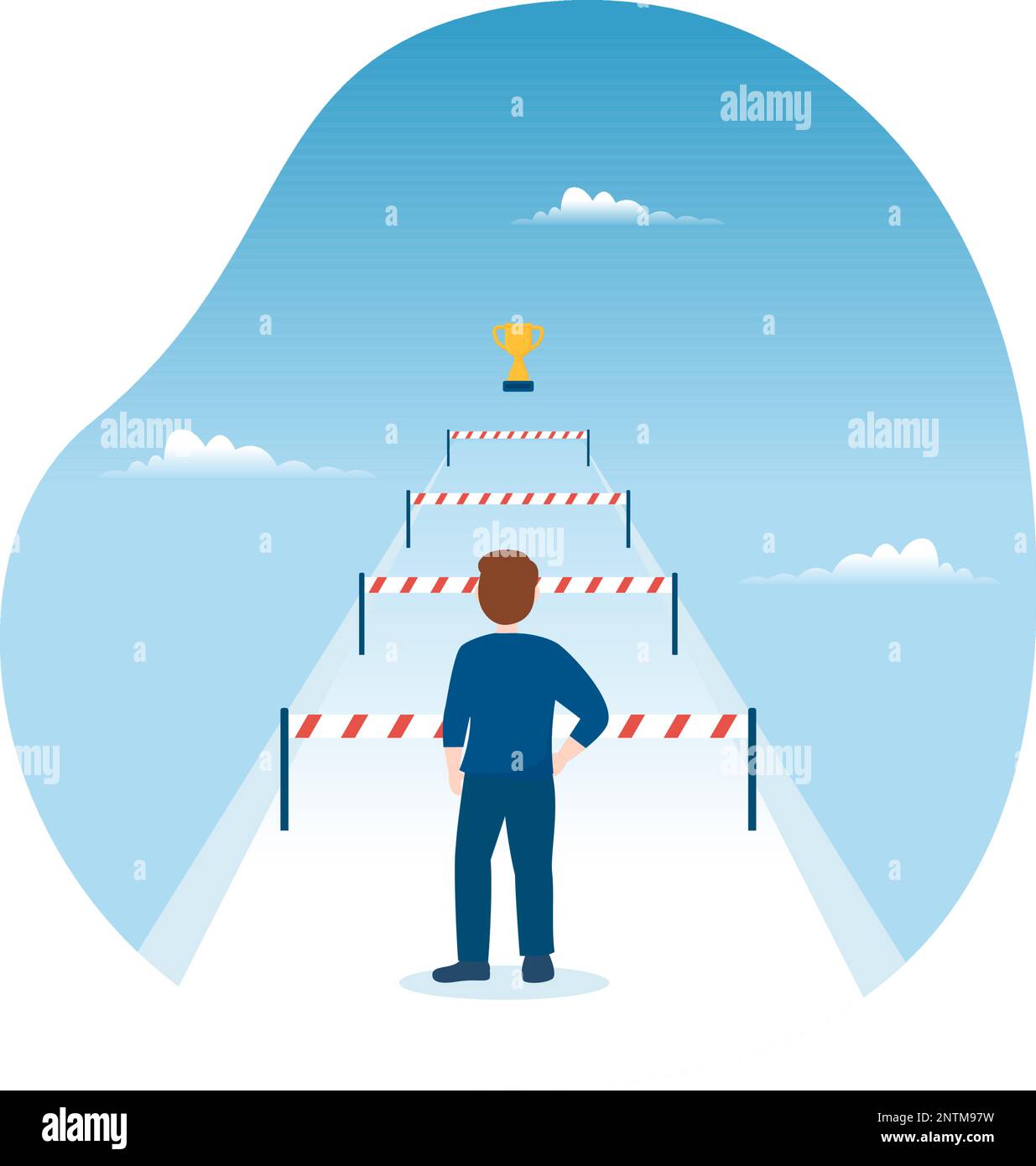 Challenge Illustration with Businessman Running to the Top and ...