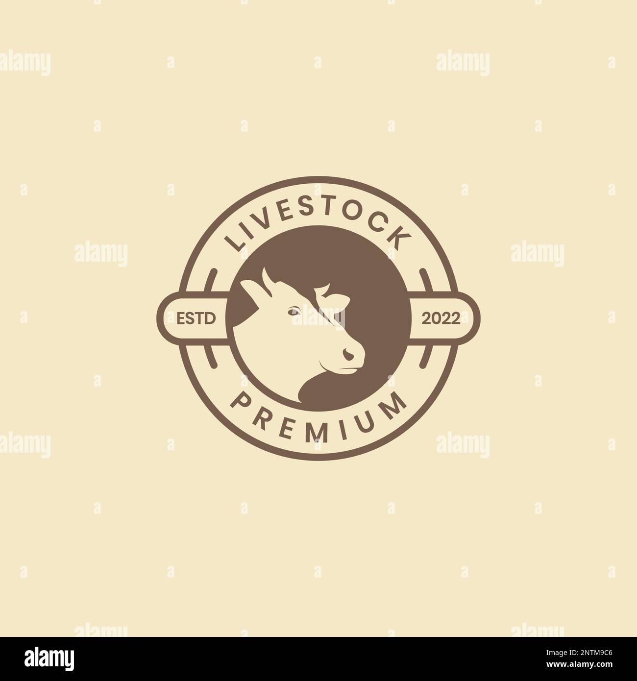 cattle livestock animal cows meat head badge circle vintage logo design ...