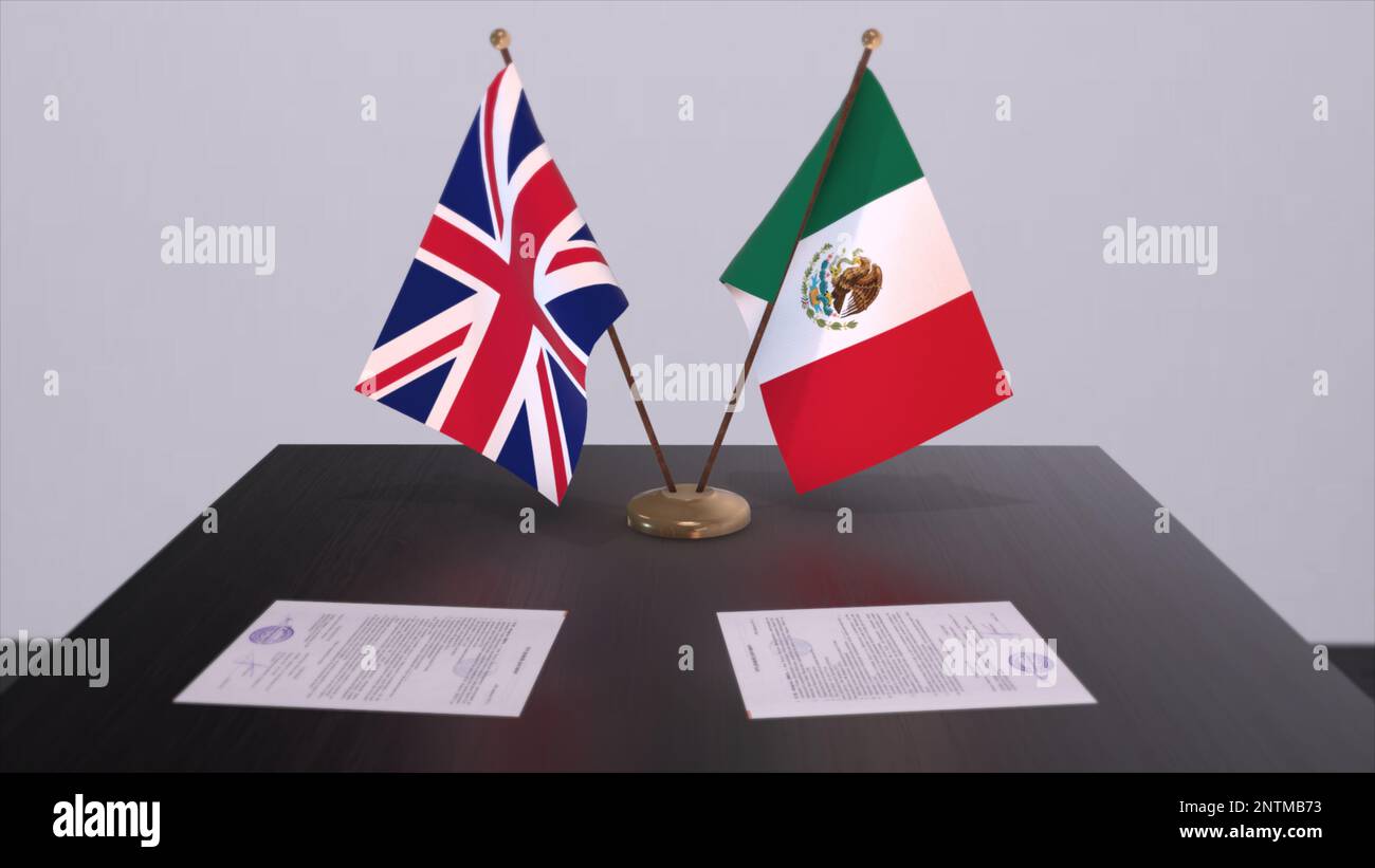 Mexico and UK flag. Politics concept, partner deal beetween countries ...
