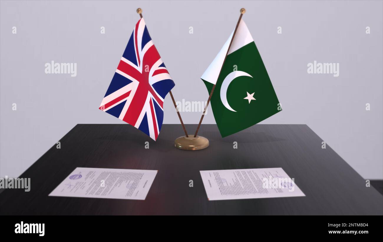 Pakistan and UK flag. Politics concept, partner deal beetween countries ...