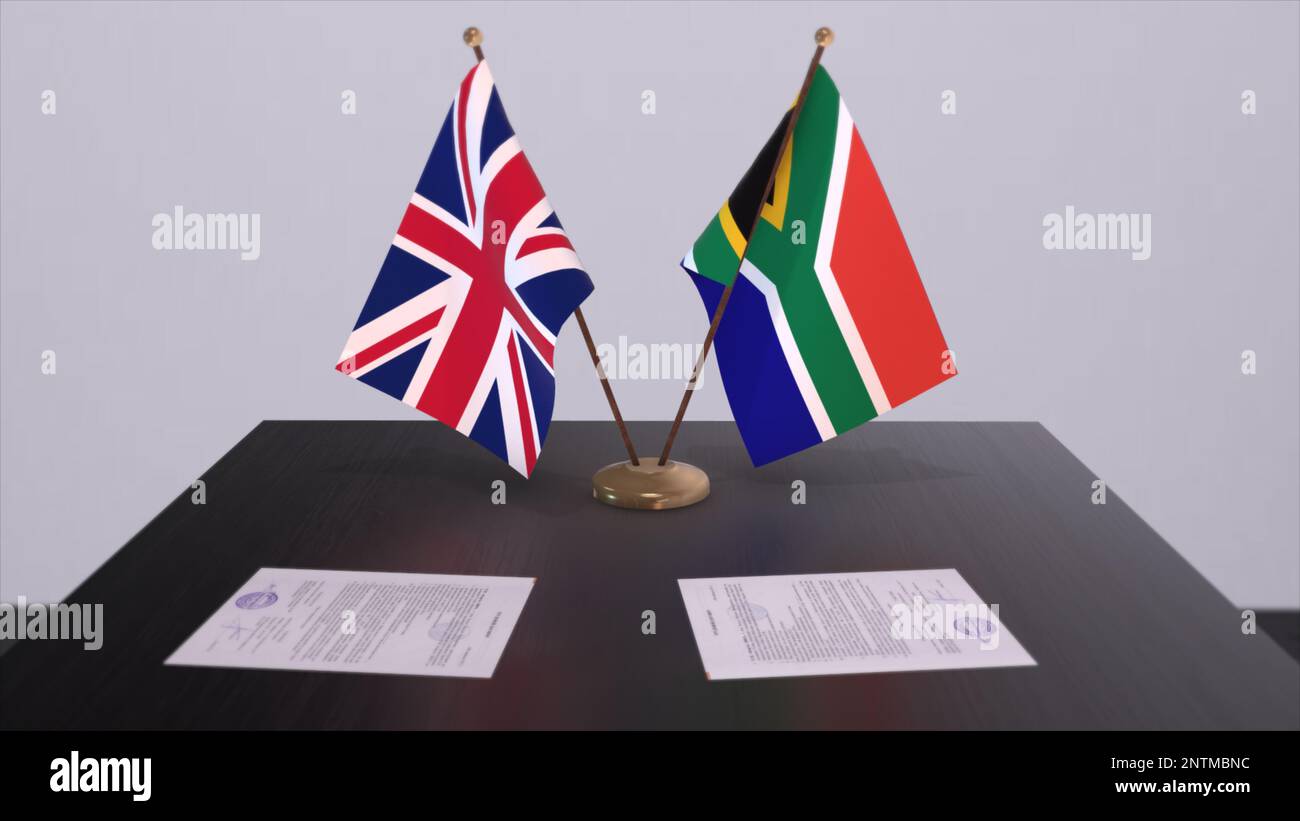 South Africa and UK flag. Politics concept, partner deal beetween ...